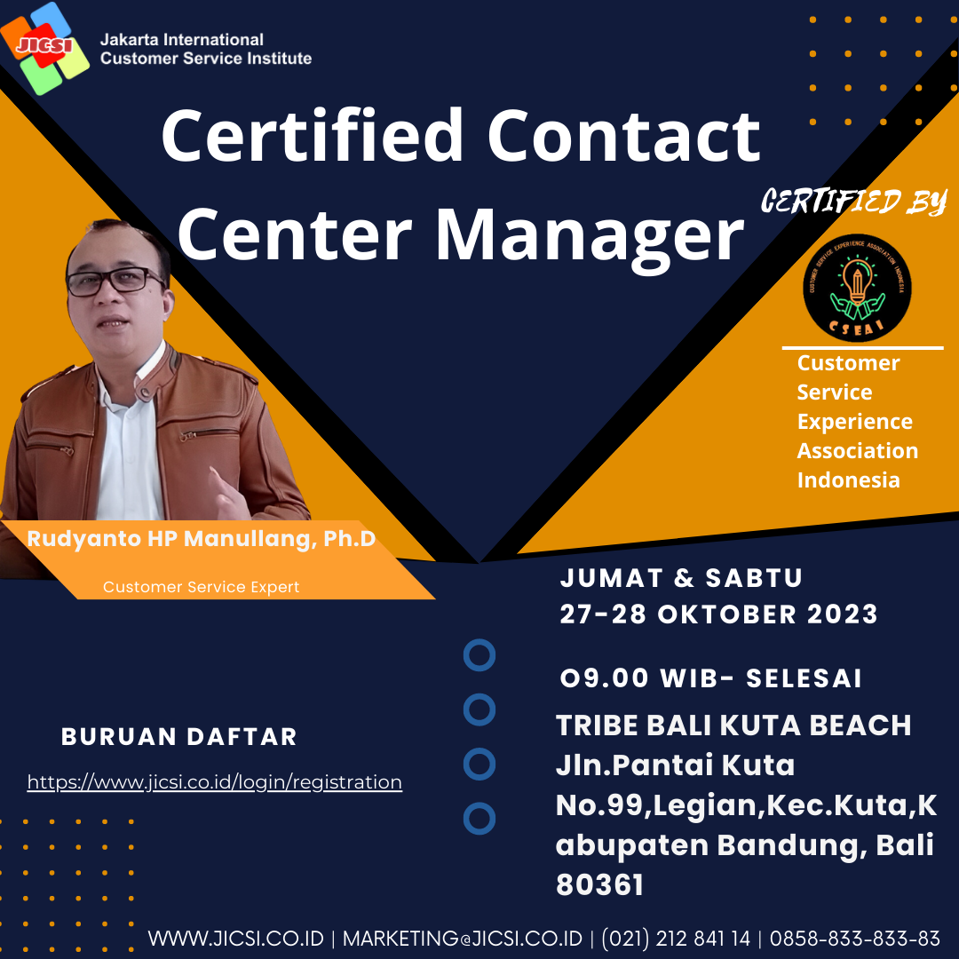 Certified contact center manager – Jakarta International Customer ... Certified contact center manager – Jakarta International Customer ...